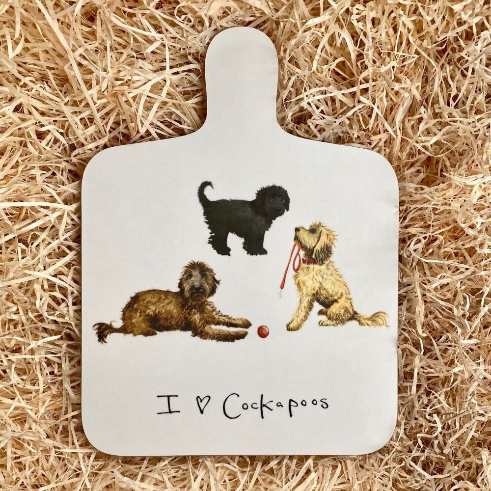 I Love Cockapoos Mini Chopping Board - At home in the country