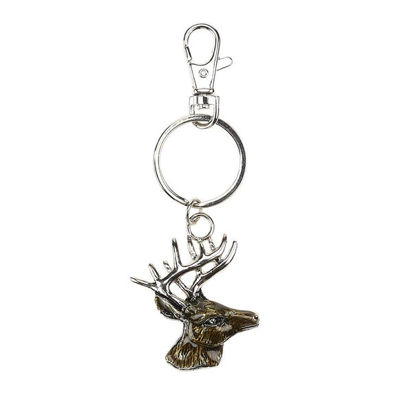 Enamel Stag Head Keyring - At home in the country