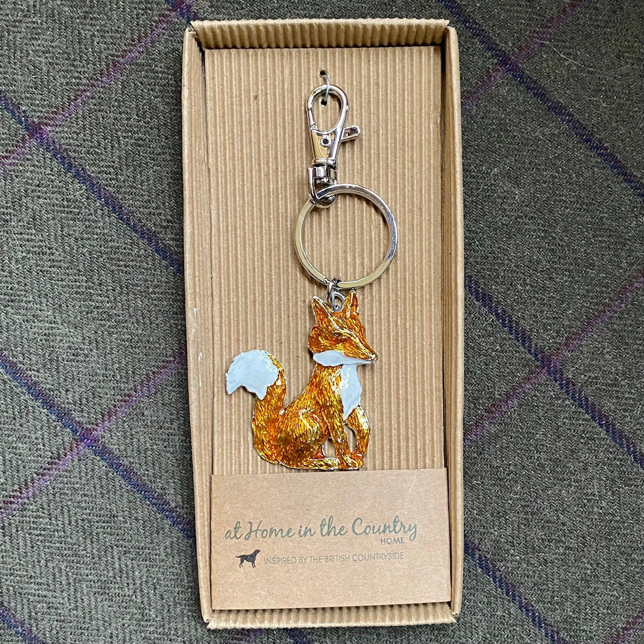 Rich Brown Enamel Foxy Key Ring - www.athomeinthecountry.co.uk